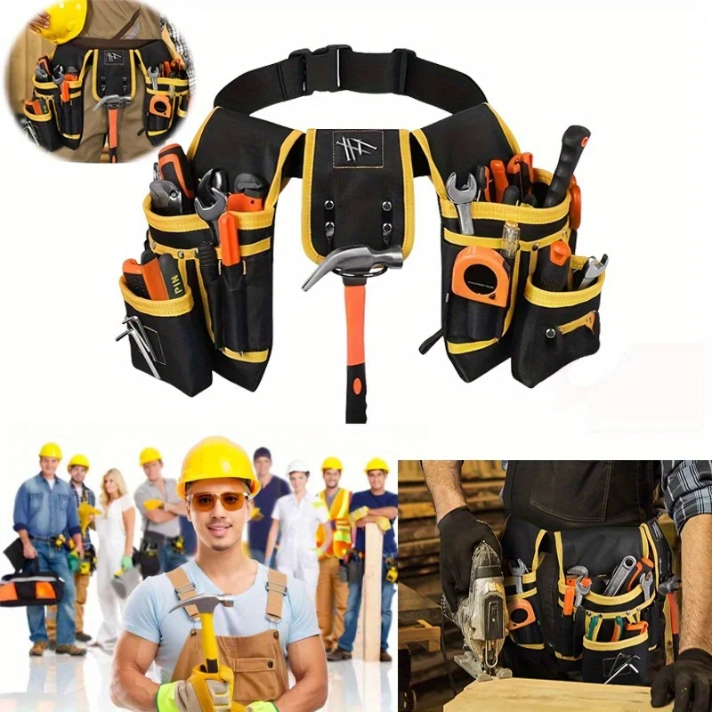 Tool Belt Tool Bag with 26 Pockets Removable Adjustable Belt Storage ...