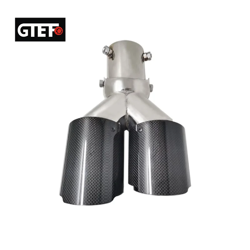 GTEFO 1 pcs Adjustable Angle Dual Carbon Fiber Car Exhaust Pipe ...