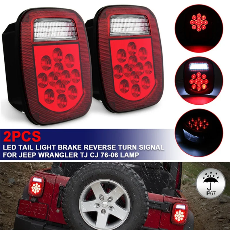 39 LEDs Red+White Double Colors Tail Light Brake Reverse Turn Signal ...