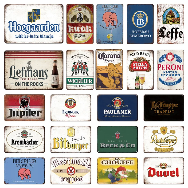Belgien-Bier-Vintage-Zinn-Zeichen-Deutsch-Bier-Metall-Platte-Dekorative ...