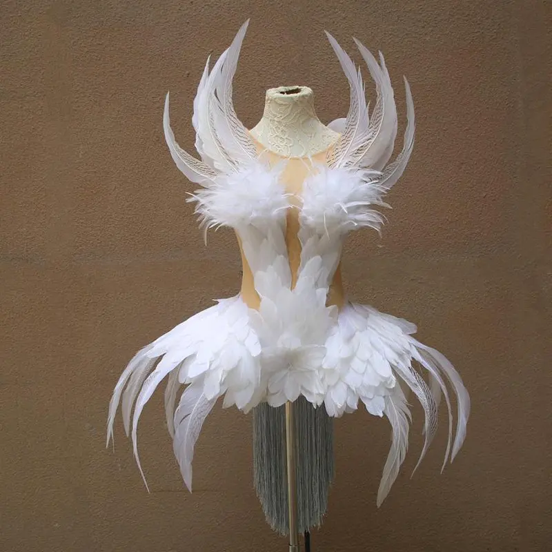 Custom White Swan Feather Carnival Costumes Princess Cosplay Fashion ...