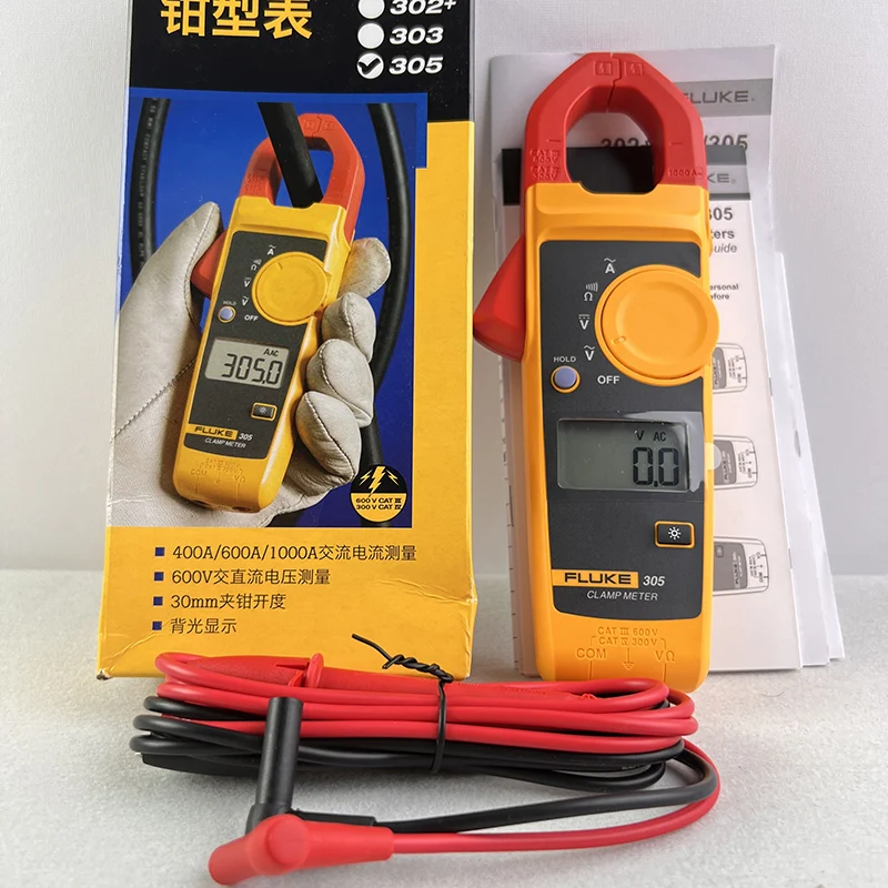 Fluke-305-Digital-Current-Clamp-Ammeter-Clamp-Ammeter-Resistance-Tester ...