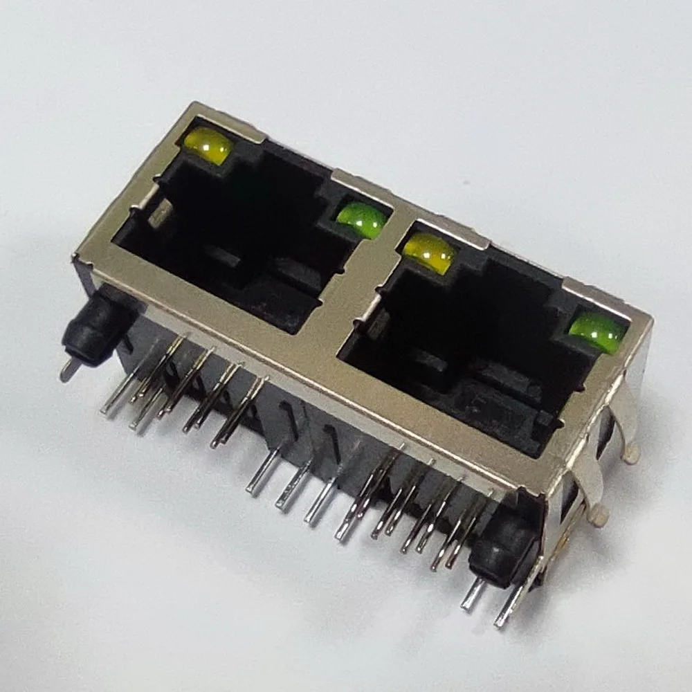 RJ45-Connector-Double-RJ45-Socket-PCB-Mounting-Network-Adapter-For ...