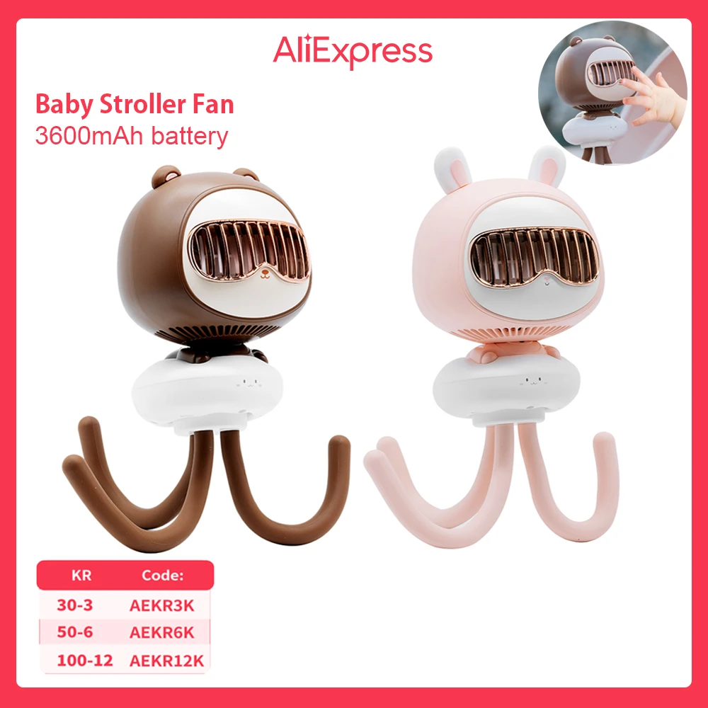 Usb Baby Stroller Fan 3600mah Battery Wireless Electric Air Cooler Hand ...