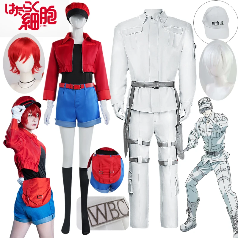 Anime Cells at Work! White Blood Cell Red Blood Cell Cosplay Costume ...
