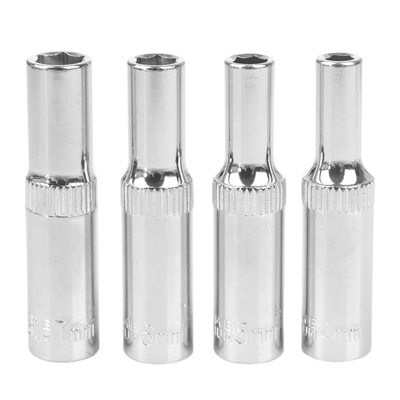 11pcs 4-14mm 1/4-Inch Drive Metric Long Chrome Socket Set 6-Point Deep ...