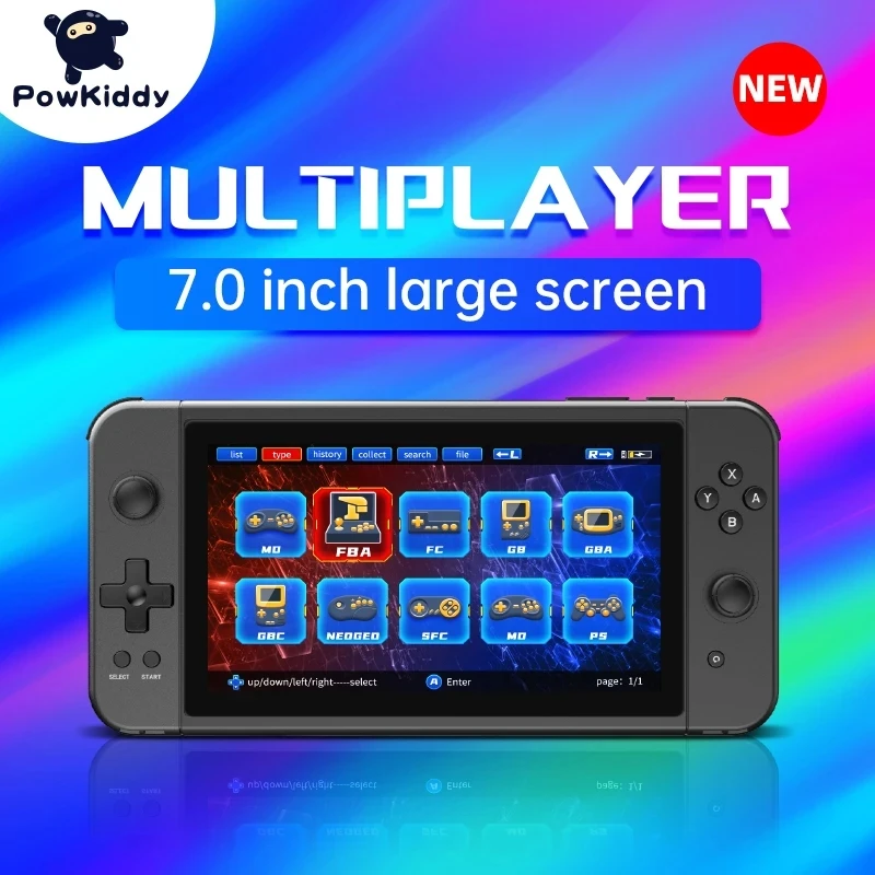 POWKIDDY X70 Handheld Game console 4 color 7 inch HD Screen Retro Game ...