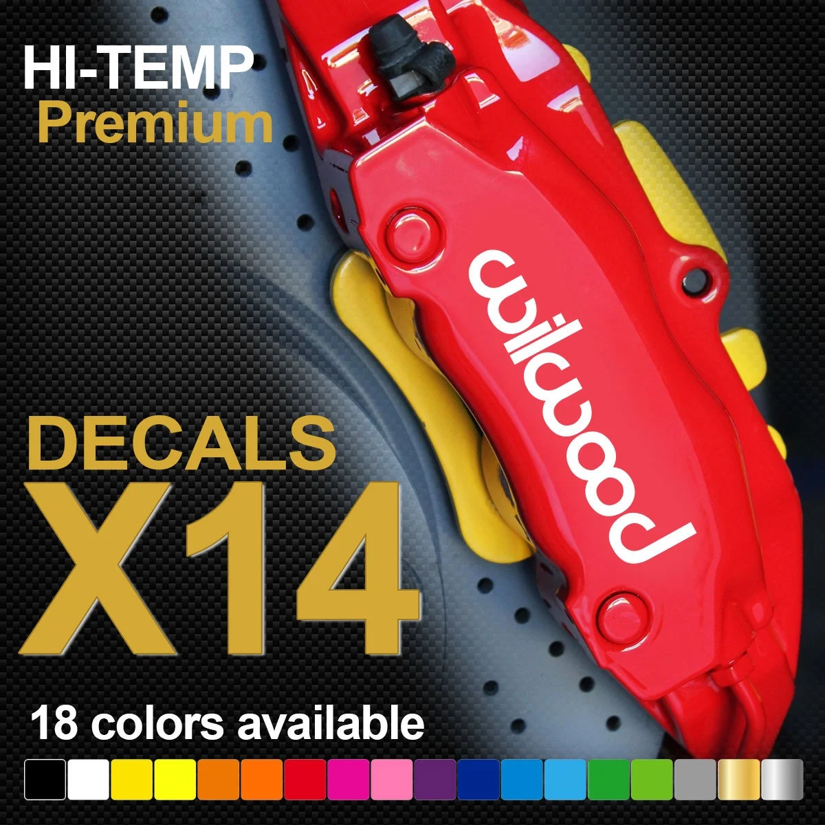 For-14XWILWOOD-HI-TEMP-PREMIUM-BRAKE-CALIPER-DECALS-STICKERS-CAST-VINYL ...