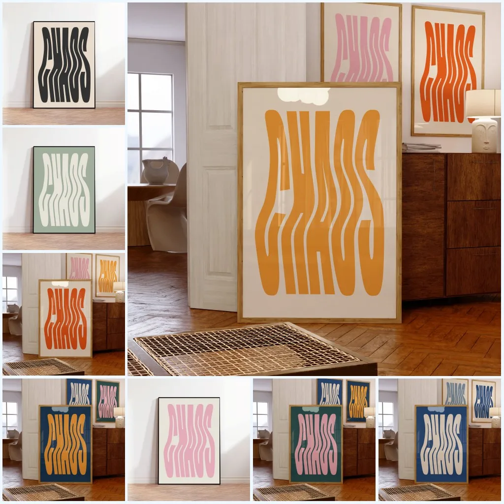 Chaos Typography Art Print and Posters Modernist Wall Art Chaos Quote ...