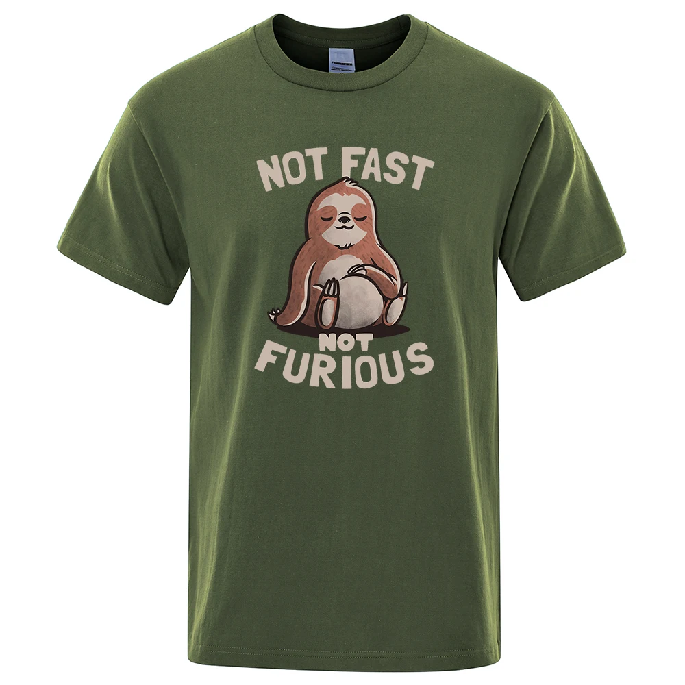 Not Fast Not Furious Kawaii Sloth Print Clothing Men Street Oversized T ...