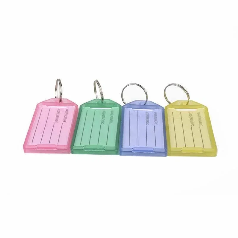 New-8pcs-Metal-Ring-Color-Plastic-Key-Chain-Luggage-ID-Card-Name-Tag ...