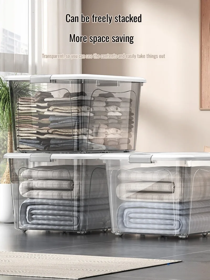 Home Large Transparent Acrylic Clothes Storage Box Organizer with Lid ...