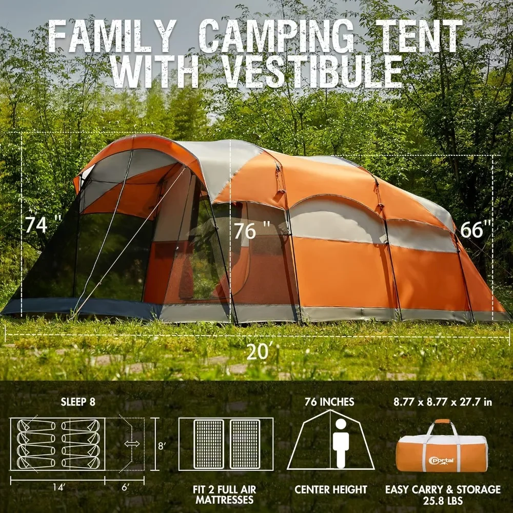 Camping-Tent-with-Screen-Porch-Portable-Water-Resistant-Windproof-Cabin ...