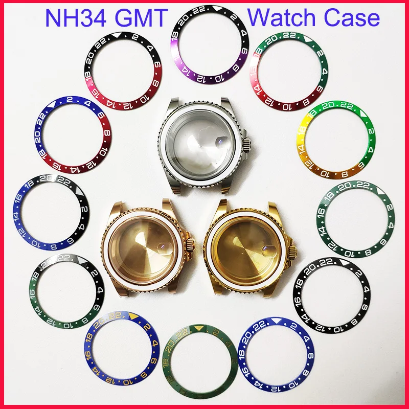 NH34 Cases For 40mm Men's GMT Watches Case Solid Stainless Steel Bi ...