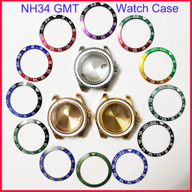 NH34 Cases For 40mm Men's GMT Watches Case Solid Stainless Steel Bi ...