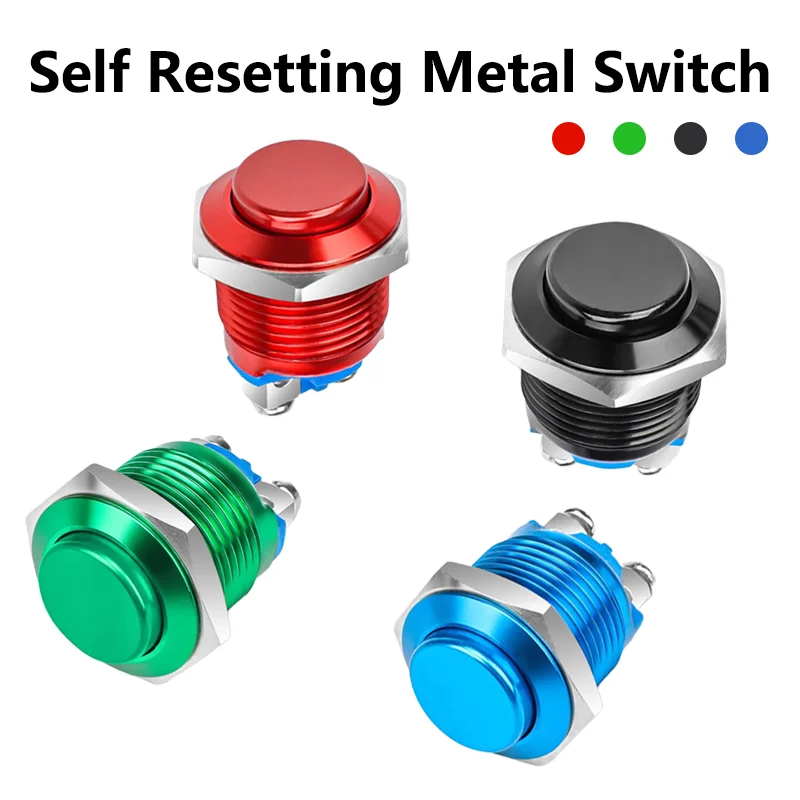 5-20PCS-16mm-Momentary-PC-Switch-High-Cover-Metal-Waterproof-Push ...