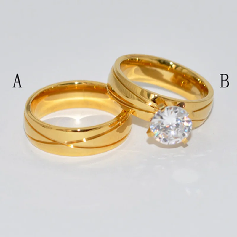 Finger-Engagement-Ring-For-Couples-Women-Stainless-Steel-Zircon-Wedding ...