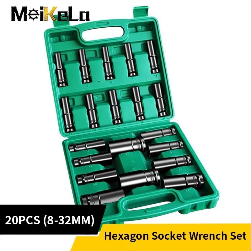 Meikela-20PCS-1-2Inch-Socket-Wrench-Set-Hexs-Socket-Head-8-32mm-Sleeve ...
