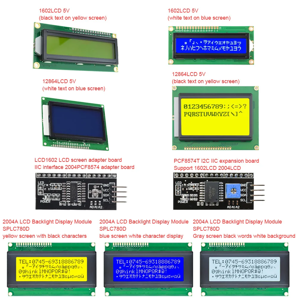 LCD1602-LCD-1602-2004A-12864-LCD-Module-HD44780-SPLC780D-Controller-with-PCF8574T-I2C-IIC ...