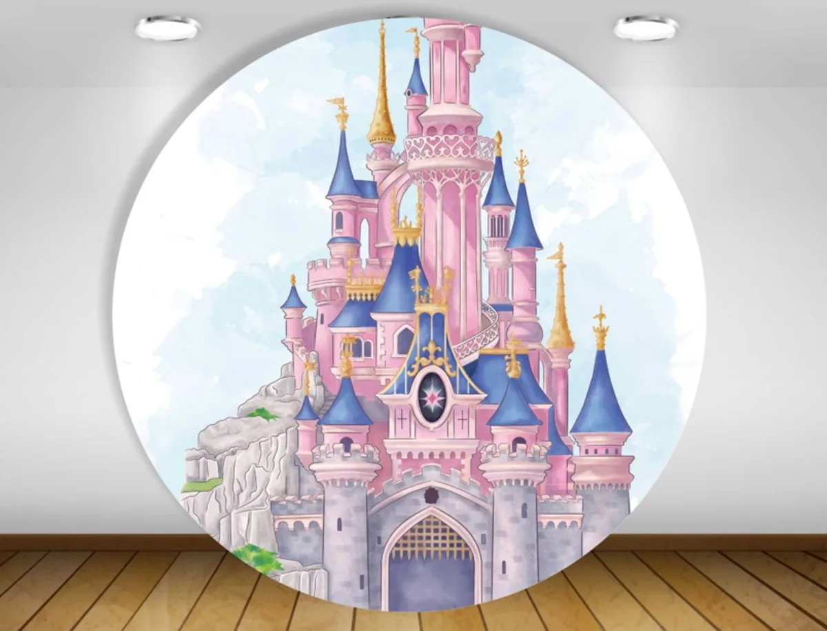 Circle-Backdrops-Cinderella-Disneyland-Fantasy-Fairy-Blue-Castle-Cherry ...