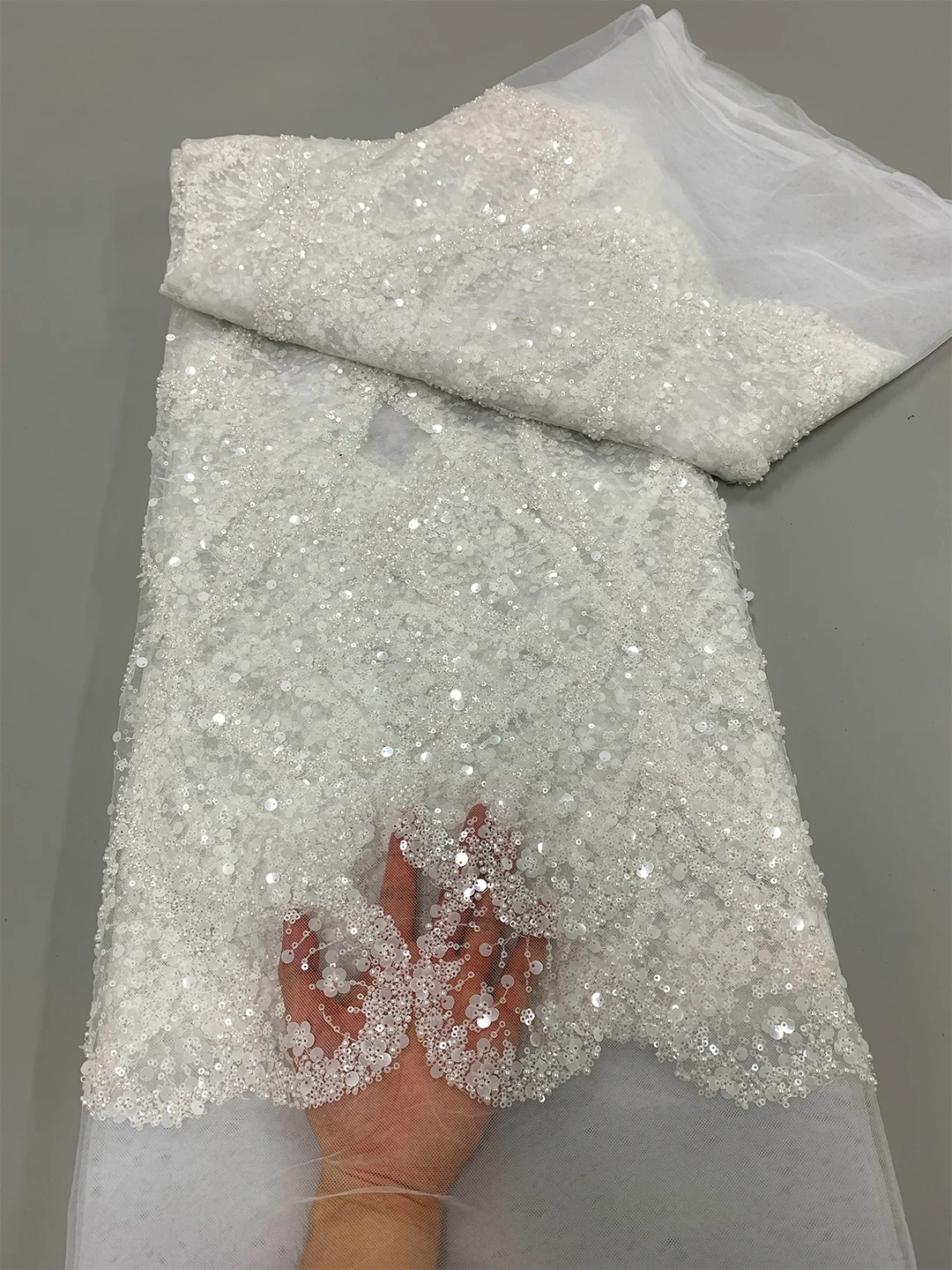 Luxurious Nigerian Handmade Beaded Net Lace Fabric 2024 High Quality ...