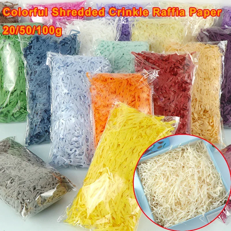 20/50/100g Confetti Raffia Paper Filler Colorful Shredded Crinkle Paper ...