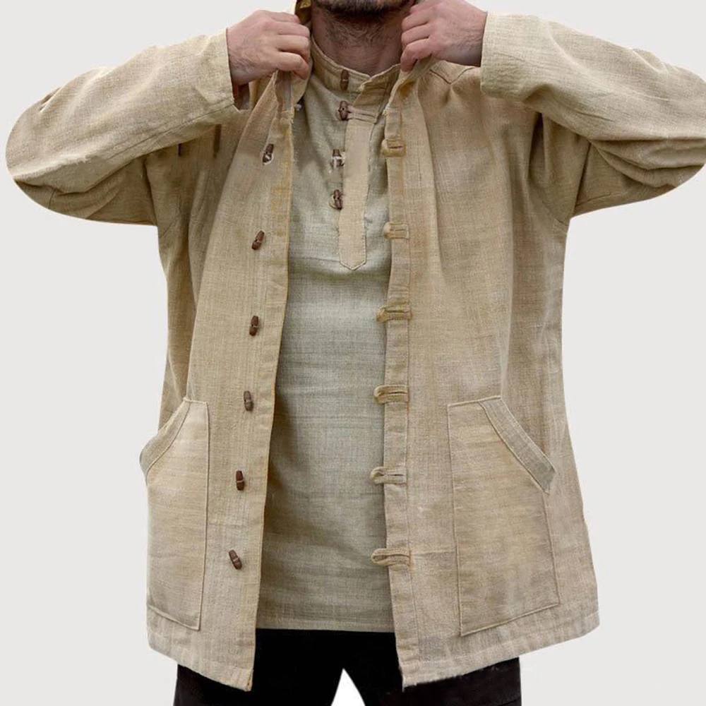 Jaqueta-com-capuz-de-comprimento-m-dio-masculina-capuz-de-linho-e-algod ...
