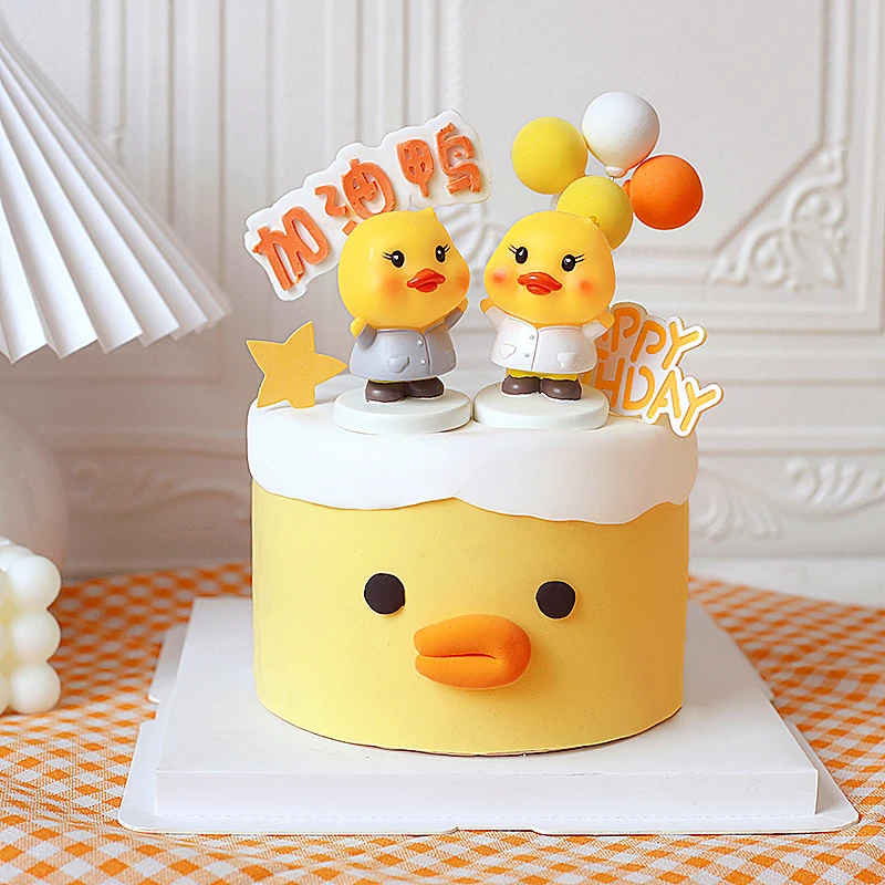 Ins-Yellow-Duck-Cake-Toppers-Chick-Topper-Happy-Birthday-Children-s-Day ...