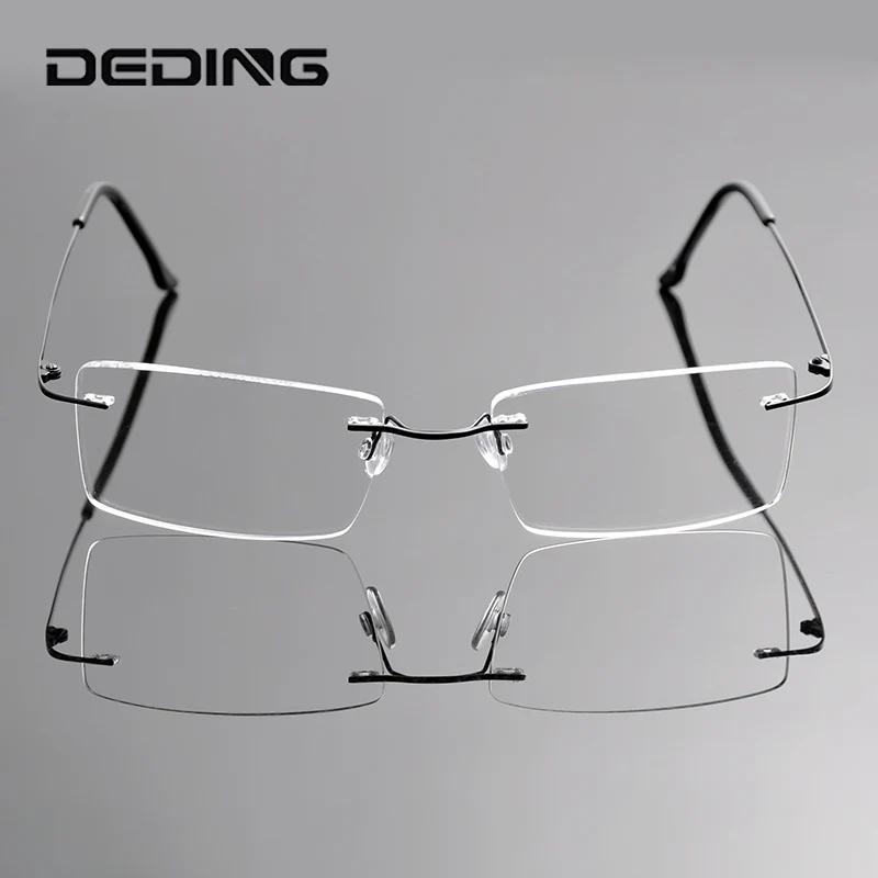 Fashion-Man-Women-Rimless-Titanium-Glasses-Frames-Clear-Lens-Optical ...