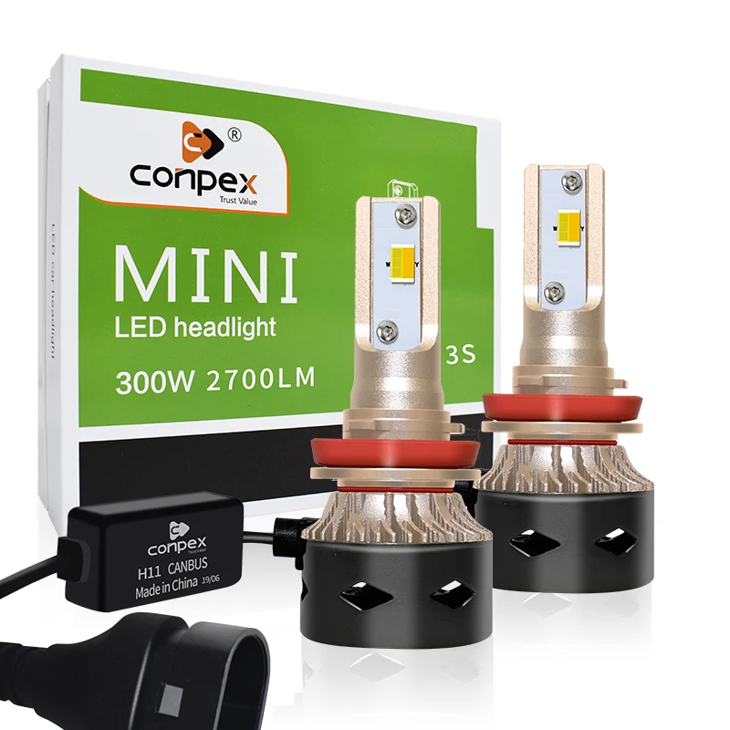 Conpex 2Pcs 3S 60W 6000LM 자동차 Led 헤드 라이트 H1 H3 H4 H7 LED Canbus H8 H11 ...