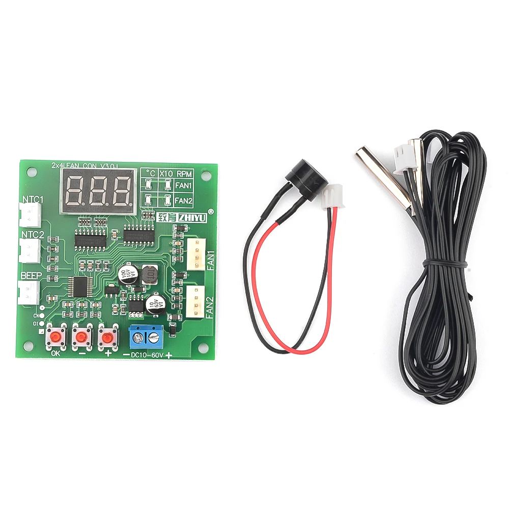 DC-12V-2-Channel-4-Wire-Fan-PWM-Temperature-Controller-PC-Fan-Motor ...