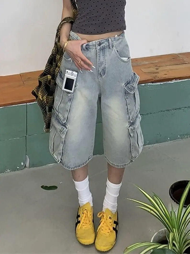 High-Street-oversized-washed-vintage-multi-pocket-workwear-jeans-for ...