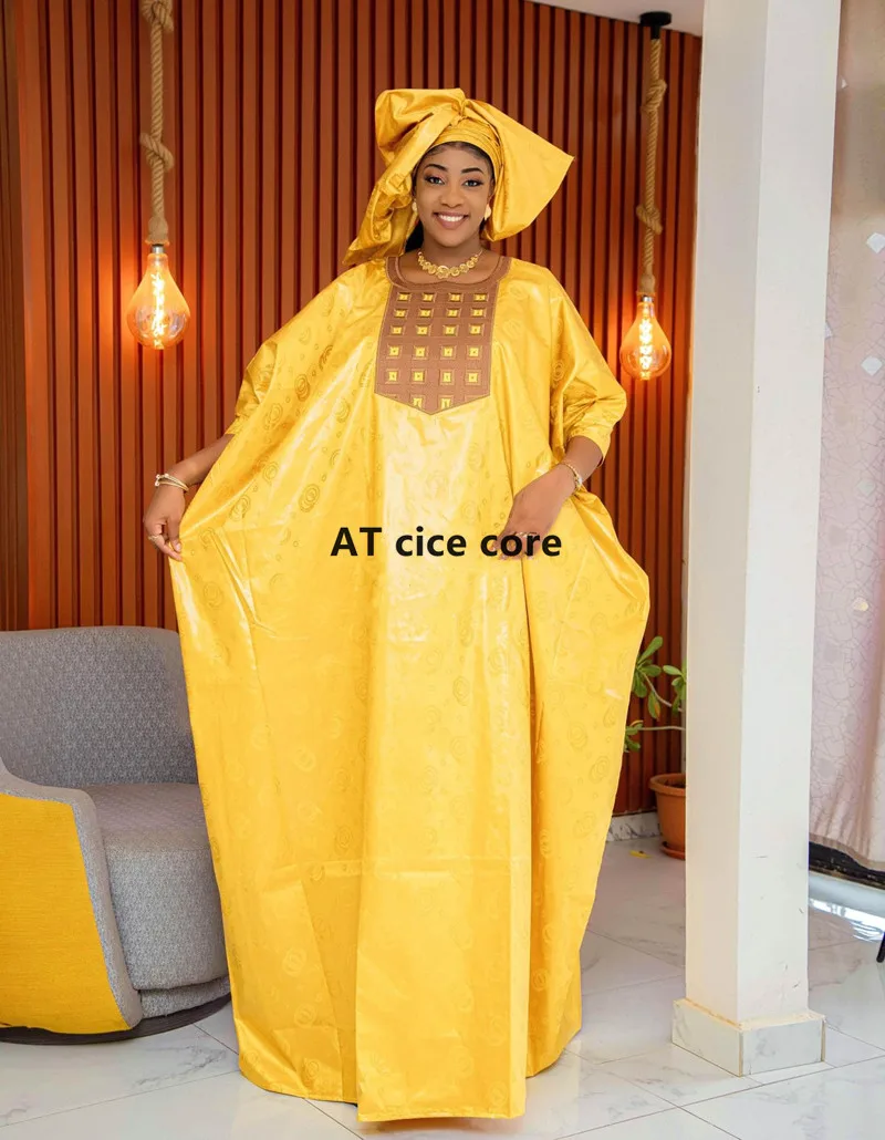 African Fashion Dress Bazin Riche Embroidery Design Long Free Dress Big ...