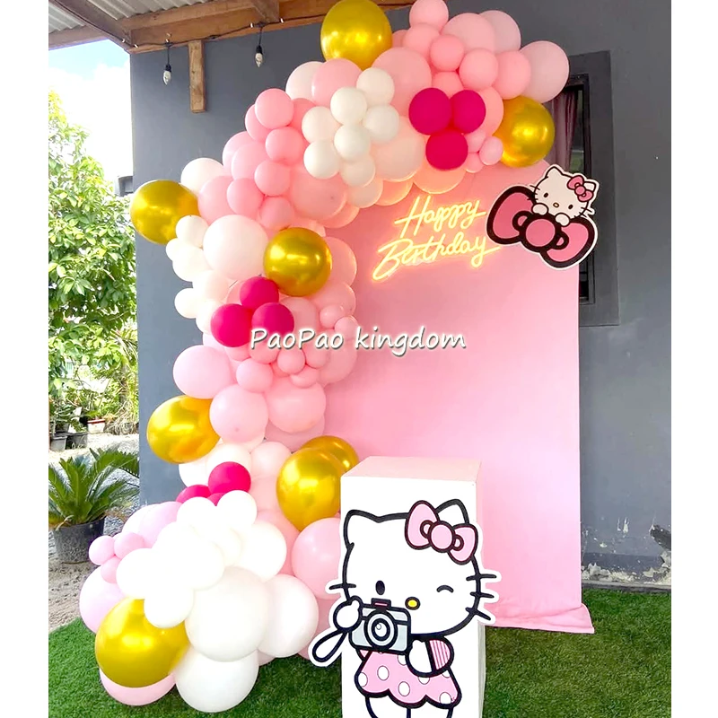 HELLO KITTY Theme Balloons Garland Arch Kit Balloons Birthday Party ...
