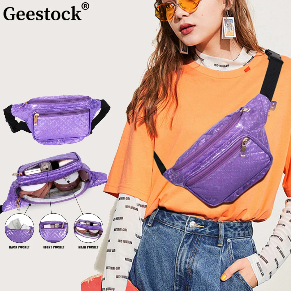 Geestock-Fanny-Packs-for-Women-Holographic-Bags-PVC-Waterproof-Belt-Bag ...