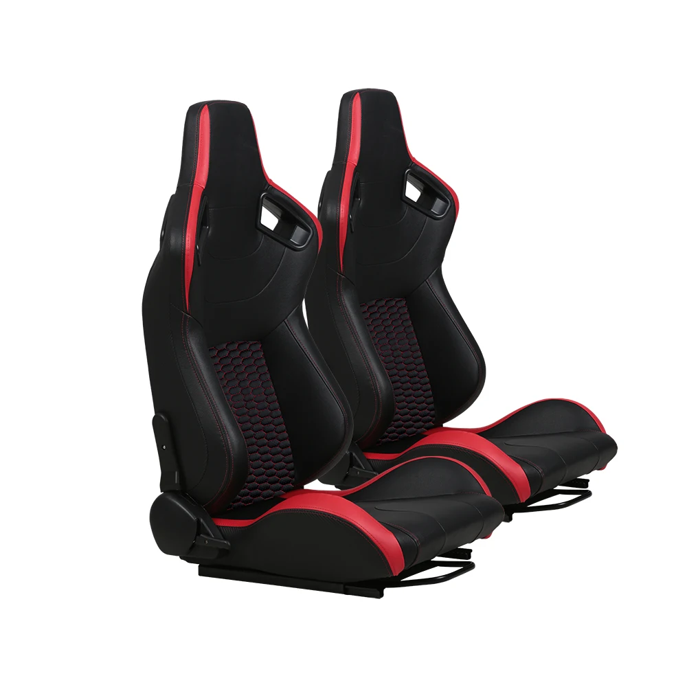 73Hot High Quality Racing Sport Seats New Style Double Slider Red PU ...