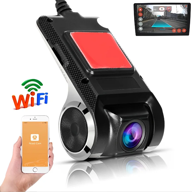 Câmera frontal do carro DVR WiFi + USB, Vídeo 170 ° Wide Angle Auto ...