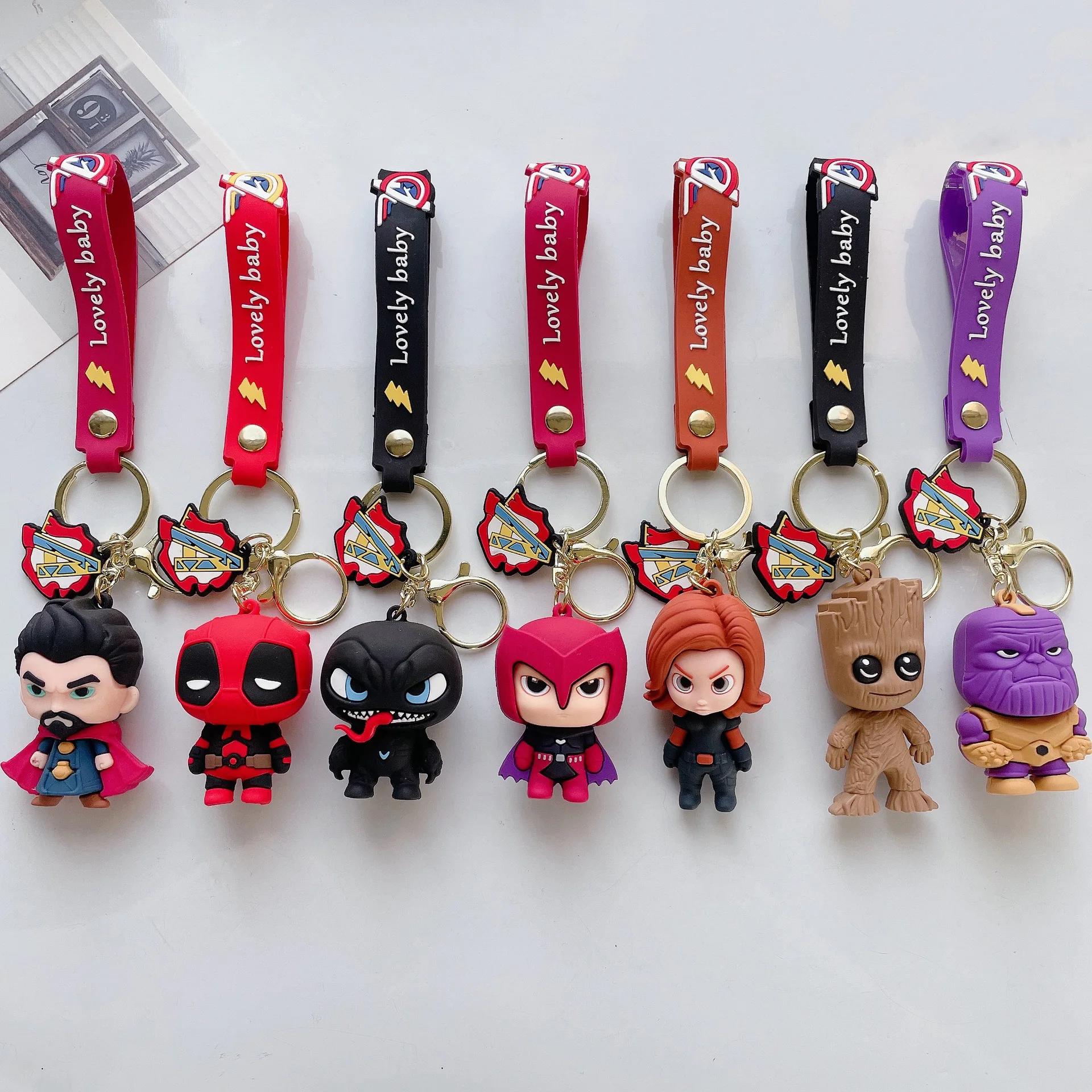 Marvel-Cartoon-The-Avengers-Keychain-Venom-Captain-America-Thor-Keyring ...