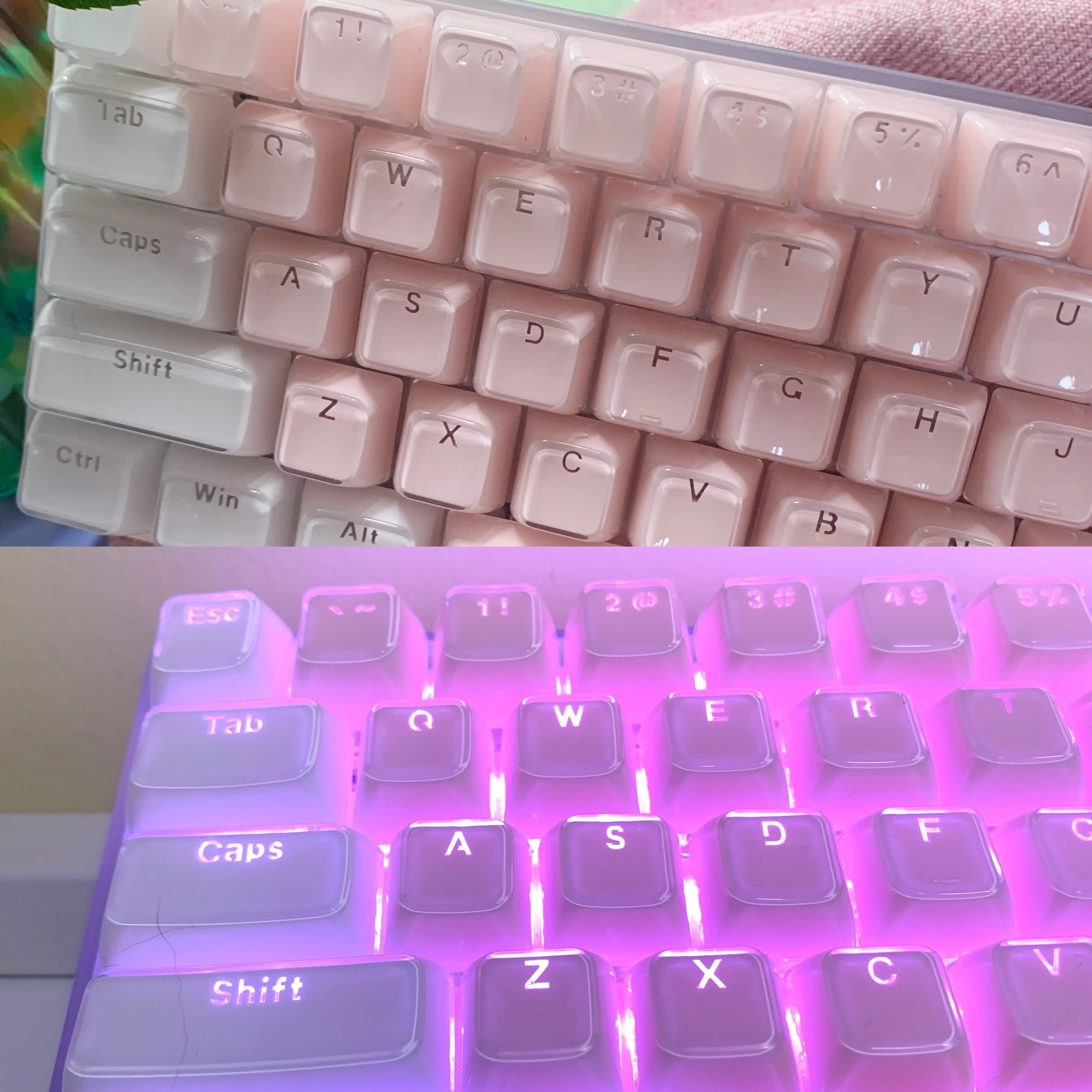 Teclado Mecânico Translúcido Para Alice Cor-de-rosa Perfil Mda Branco ...