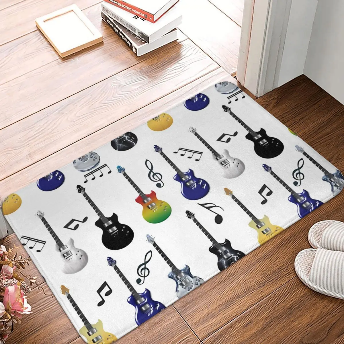 Electric-Guitars-And-Music-Notes-Guitar-Non-slip-Doormat-Carpet-Bath ...