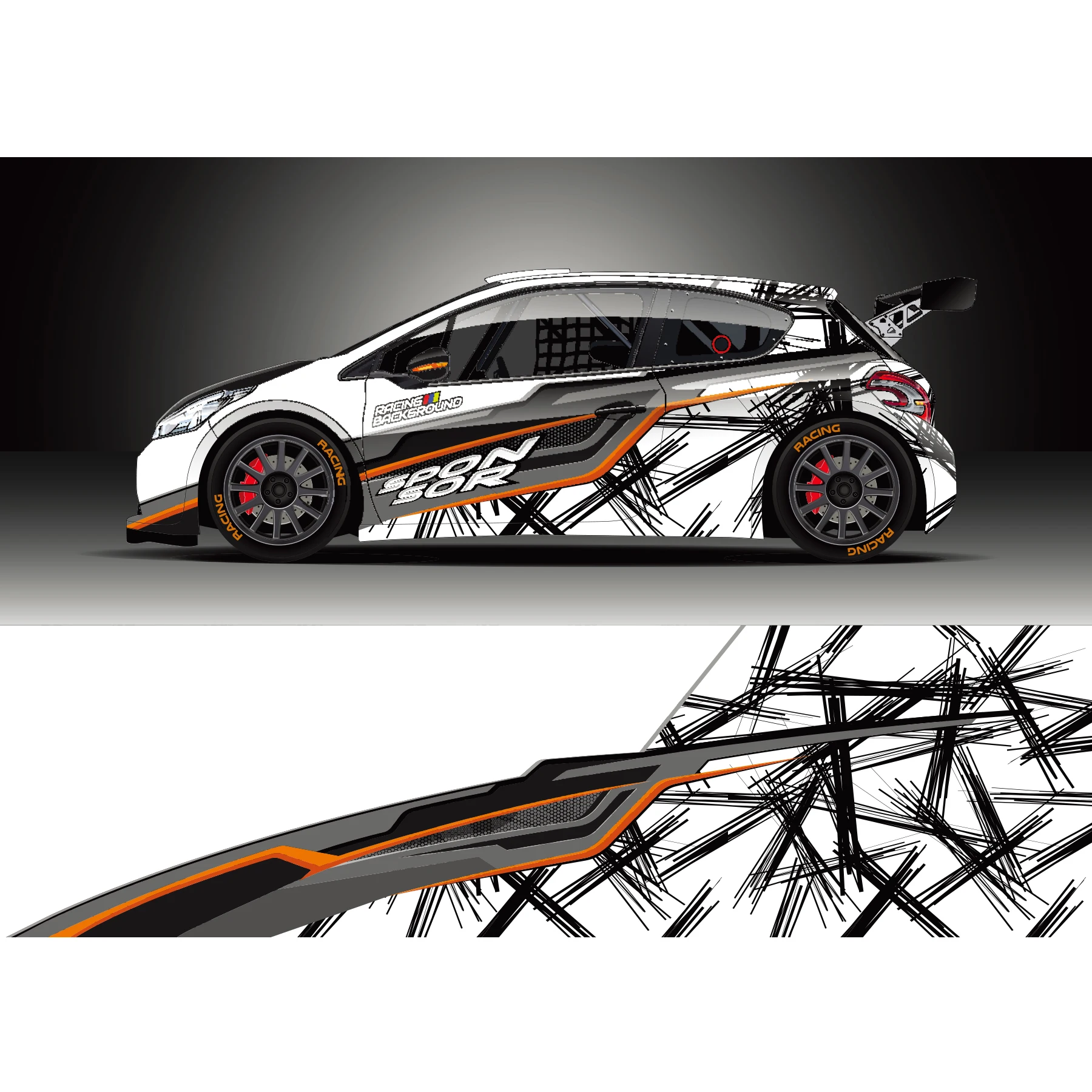 Schets Auto Volledige Wrap Sticker Auto Decal Decoratieve Cut Body ...