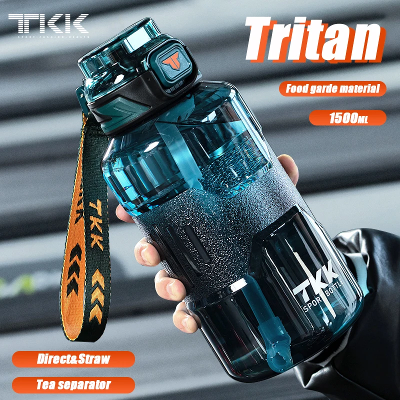 TKK-1500ml-Sports-Water-Bottle-with-Tea-Drain-Fliter-TRITAN-Large-Capacity-Cup-Outdoor-Gym ...