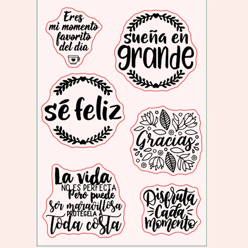 new spanish word common phrase Clear Stamp Transparent Silicone Stamp ...