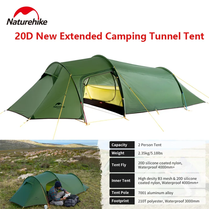Naturehike-New-Extended-Tunnel-Tent-Camping-Waterproof-Loop-2-Persons ...