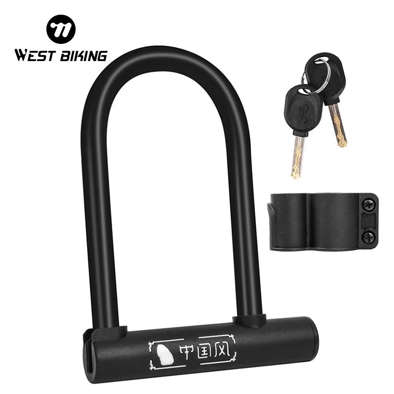 WEST BIKING Bicycle U Lock MTB Road Bike Padlock Portable Anti-theft ...