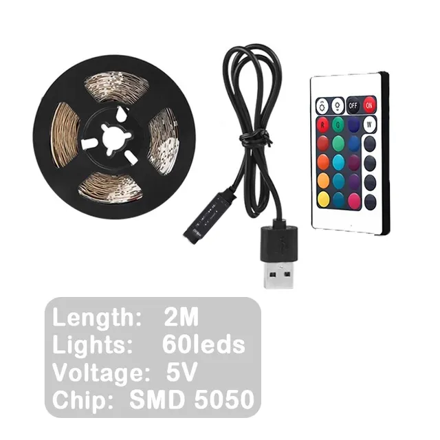 2m led luz de tira usb rgb 5v led rgb luzes flexível lâmpada led fita ...