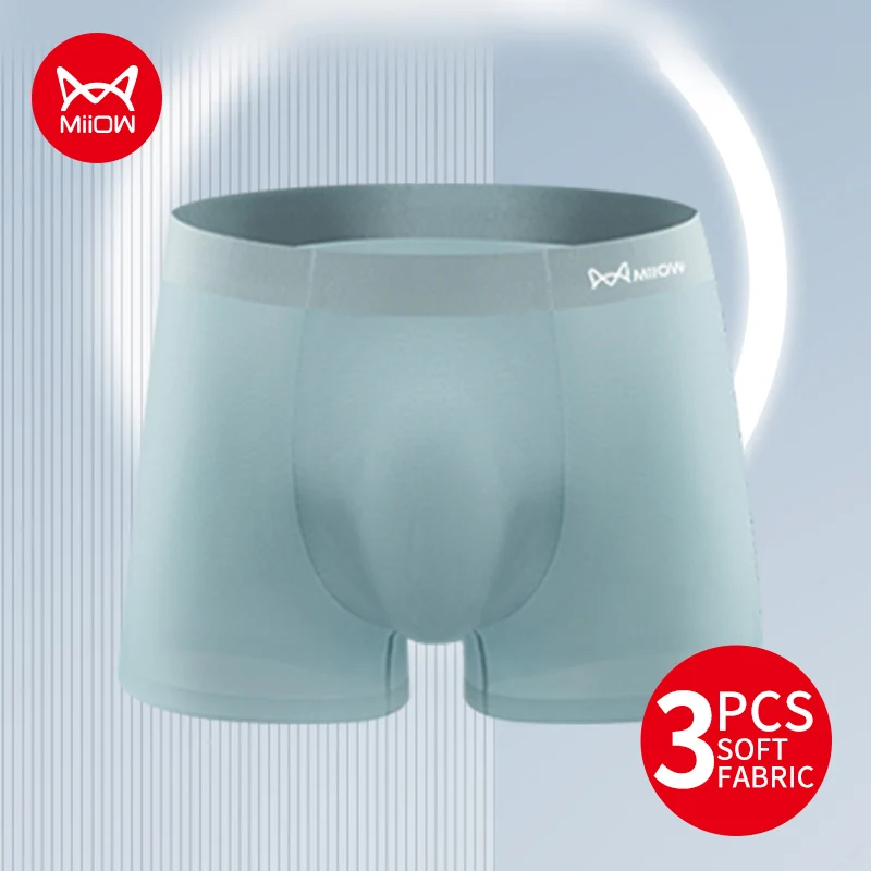 MiiOW 3Pcs Ultra-thin Breathable Men Underwear Ice Silk Men's Boxers ...