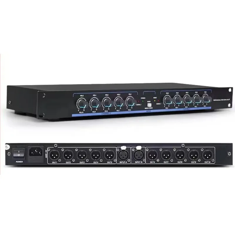 Stereo-Mono-Audio-Signal-Splitter-Distributor-2-in-10-out-XLR-with ...