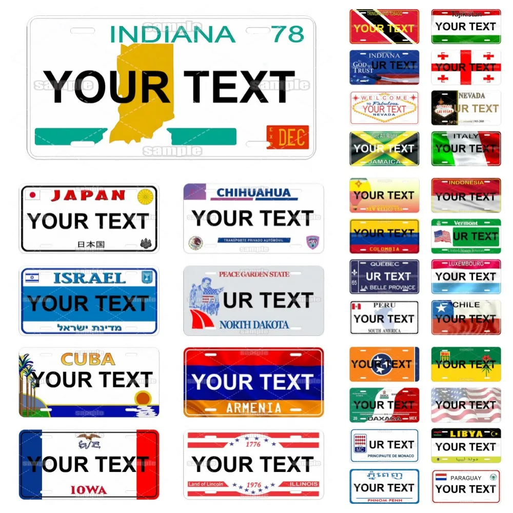 Custom-Country-Flag-Tin-Sign-Plaque-Chile-Russia-Indiana-Japan-American ...