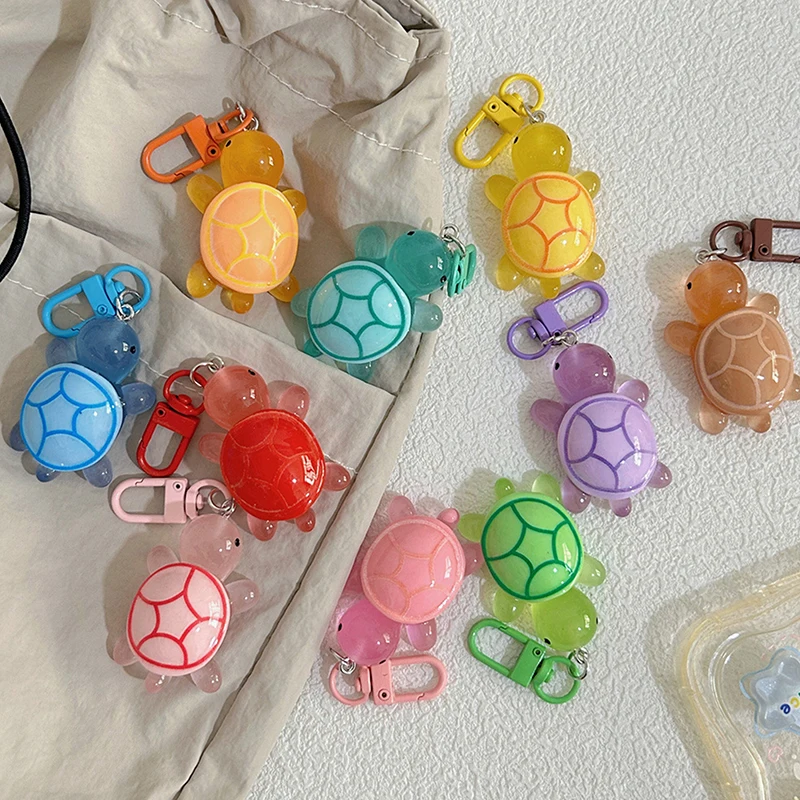 Cartoon Luminous Colored Turtle Pendant Keychain Backpack Hangings ...